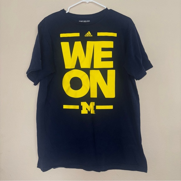 adidas | Shirts | Adidas Blue And Yellow Michigan College Short Sleeve ...